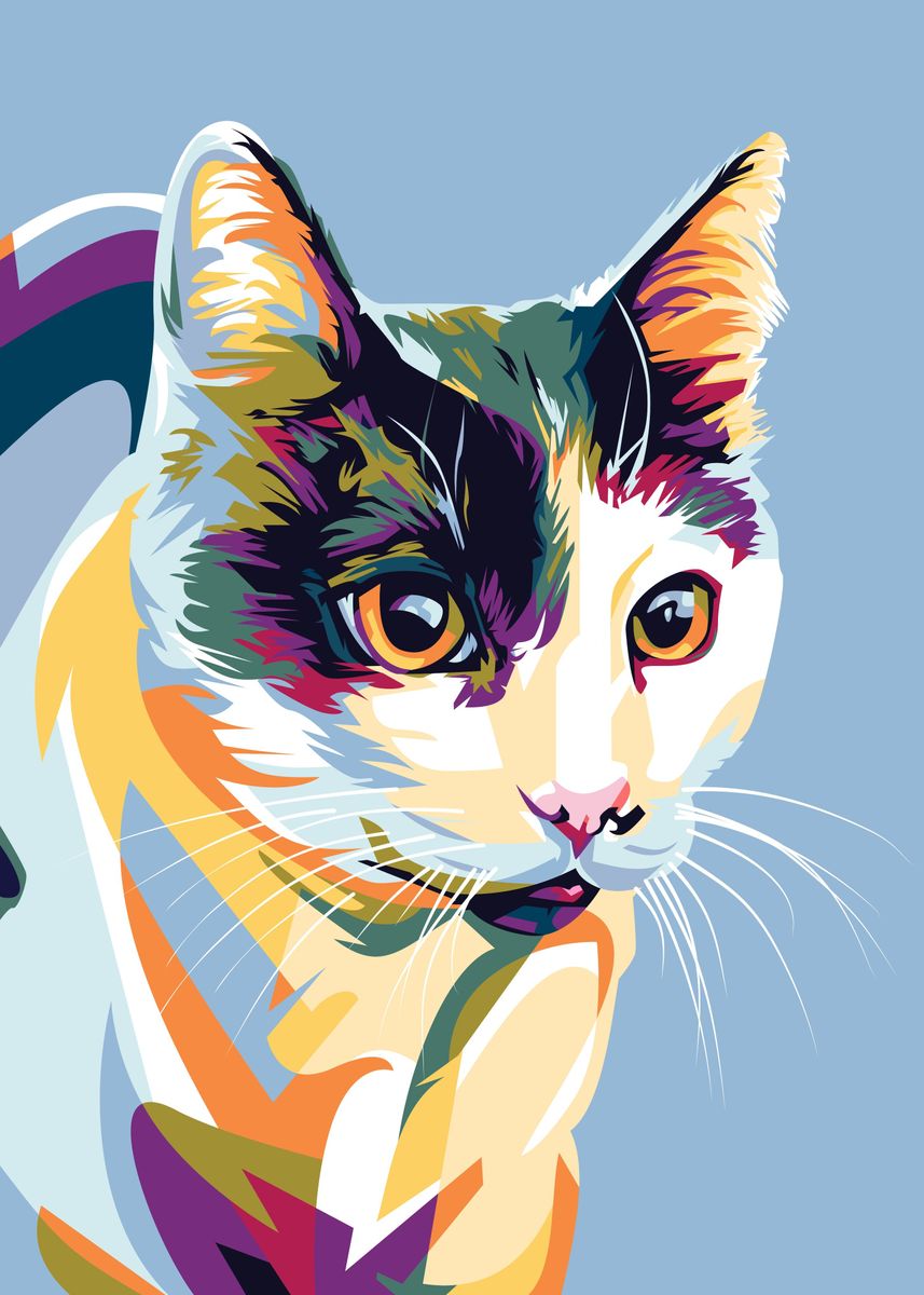 'My Fav Cat' Poster, picture, metal print, paint by Ahmad Hanafi | Displate