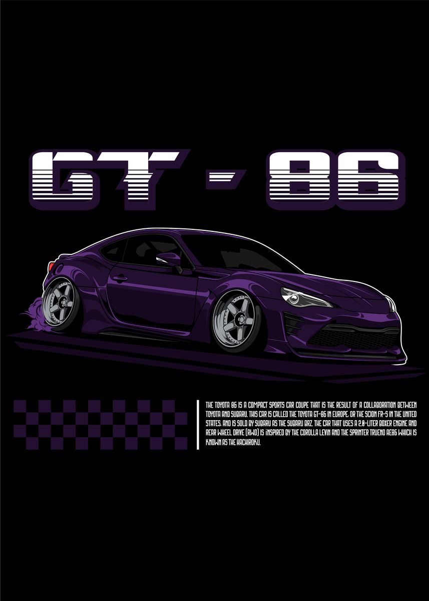 'Toyota GT86 Purple 8' Poster, picture, metal print, paint by Heru ...