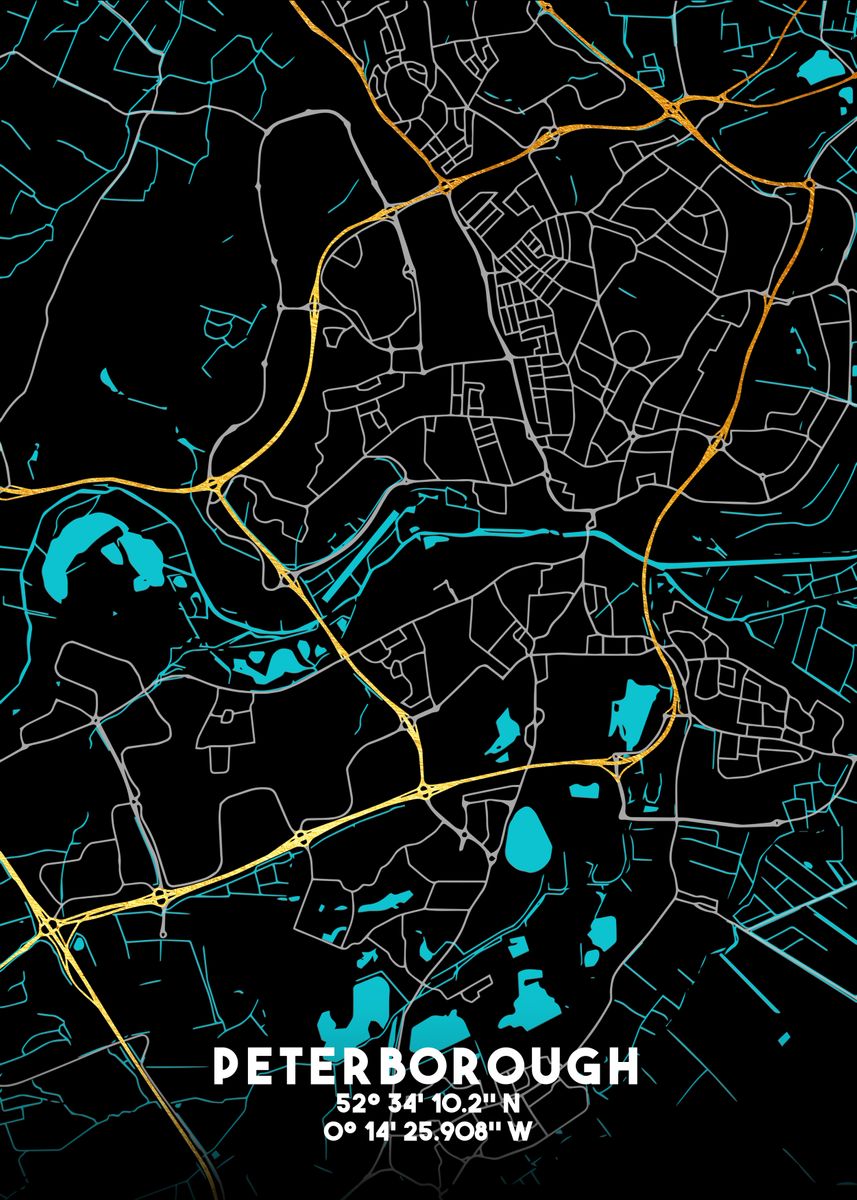 'Peterborough UK' Poster, picture, metal print, paint by Clayborne ...