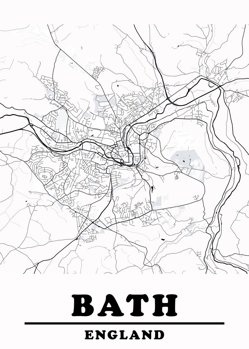 'Minimal Bath Map' Poster, picture, metal print, paint by BnWDesigner ...