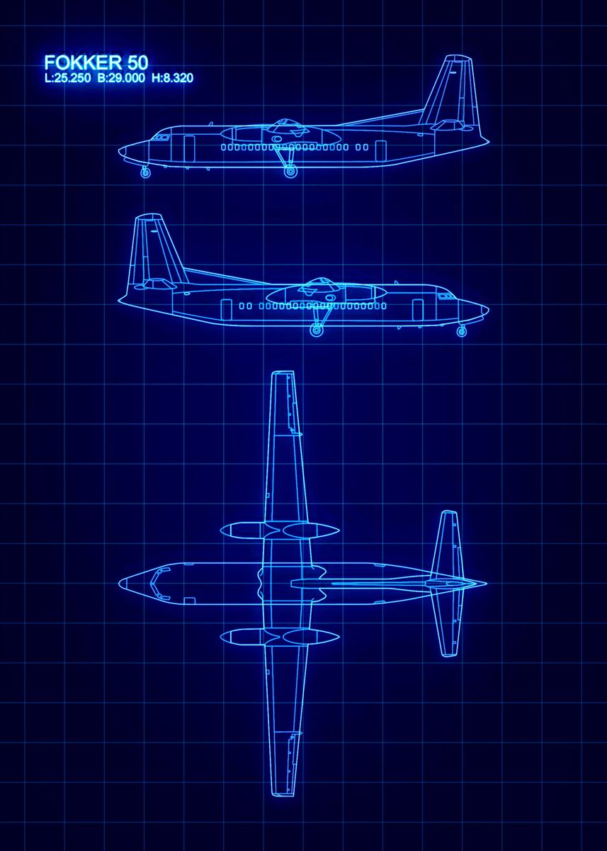 'FOKKER 50' Poster by Black Iris | Displate