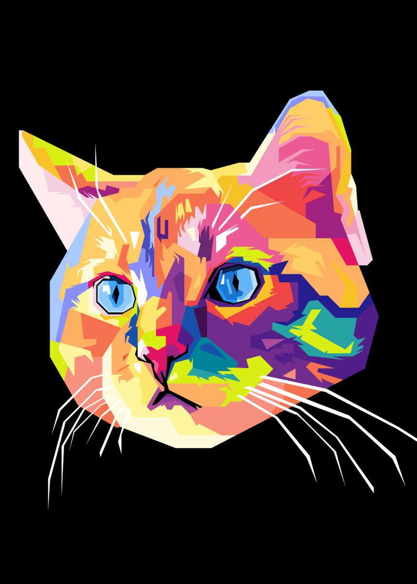 'CAT WPAP POP ART' Poster, picture, metal print, paint by NDesign ...