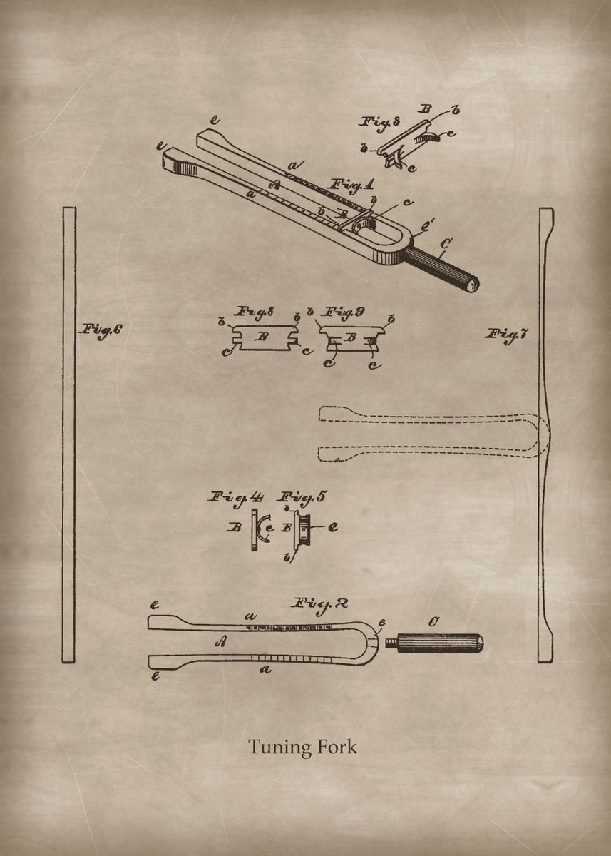 'Vintage Tuning Fork' Poster, picture, metal print, paint by XandYart ...