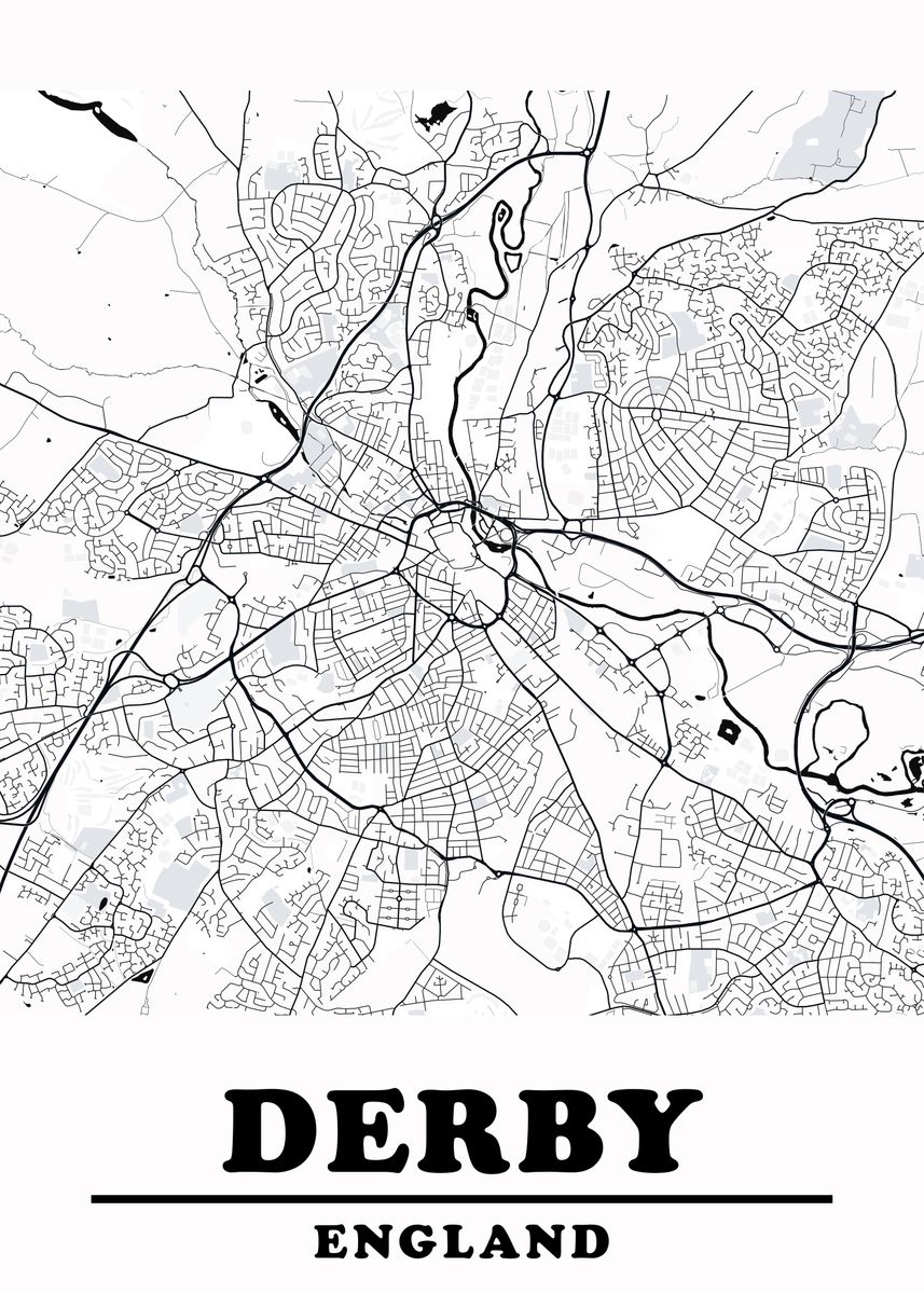 'Minimal Derby Map' Poster, picture, metal print, paint by BnWDesigner ...