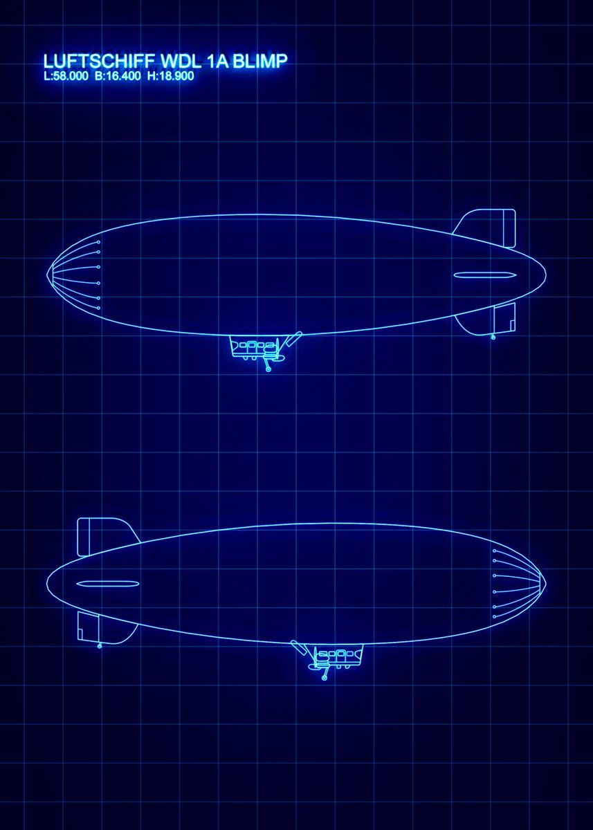 'LUFTSCHIFF WDL 1A BLIMP' Poster, picture, metal print, paint by Black ...