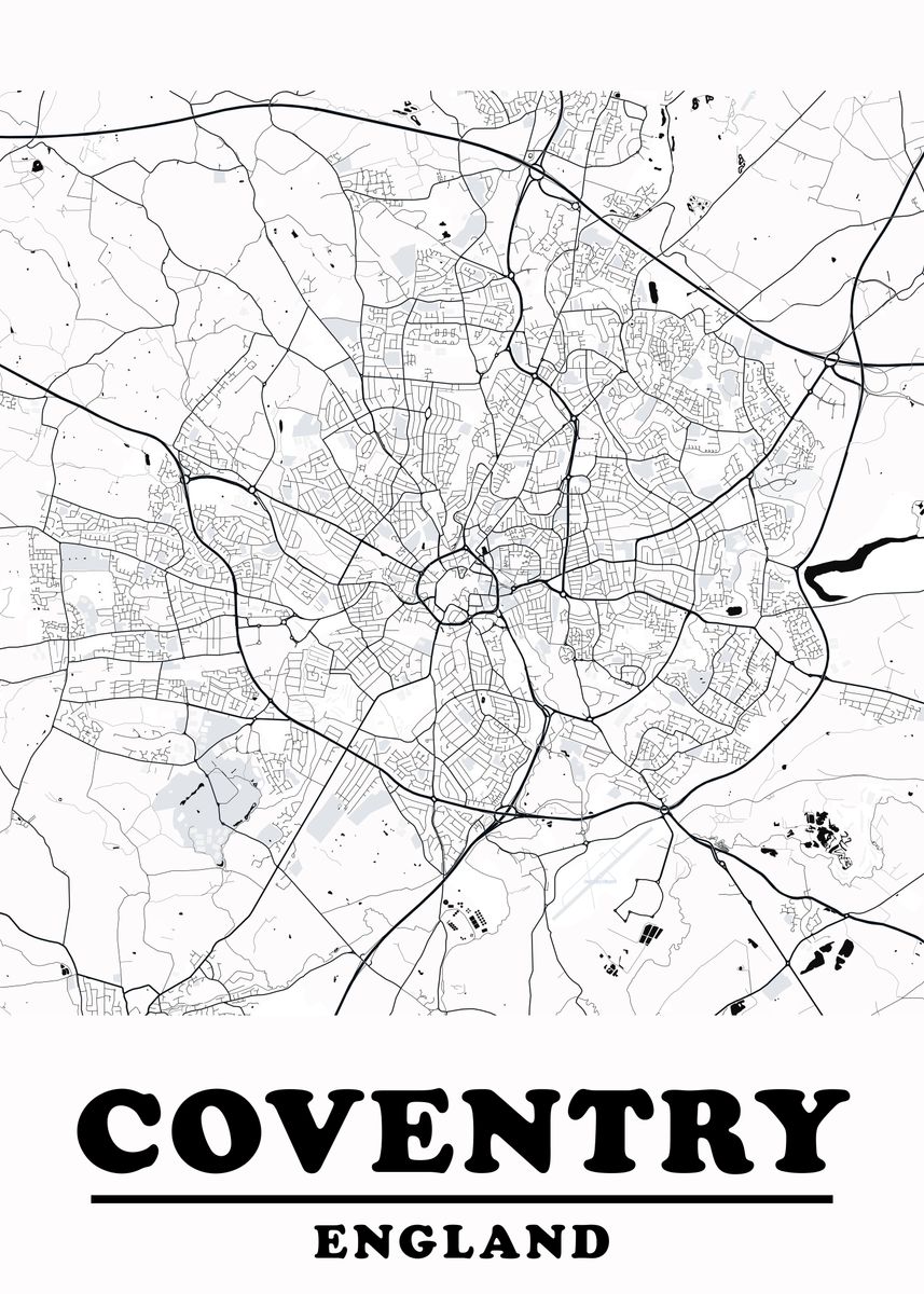 'Minimal Coventry Map' Poster by BnWDesigner | Displate