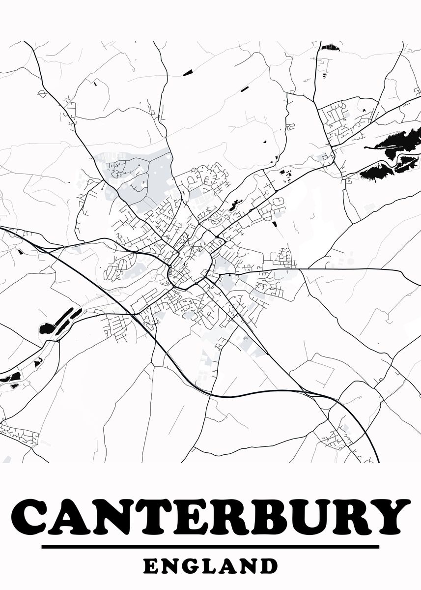 'Minimal Canterbury Map' Poster, picture, metal print, paint by ...