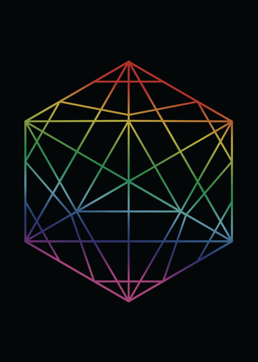 'Platonic Solids Rainbow ' Poster, picture, metal print, paint by taps ...