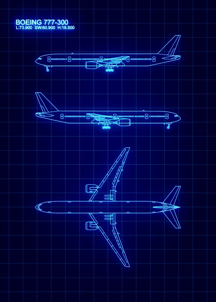 'BOEING 777 300' Poster, picture, metal print, paint by Black Iris ...