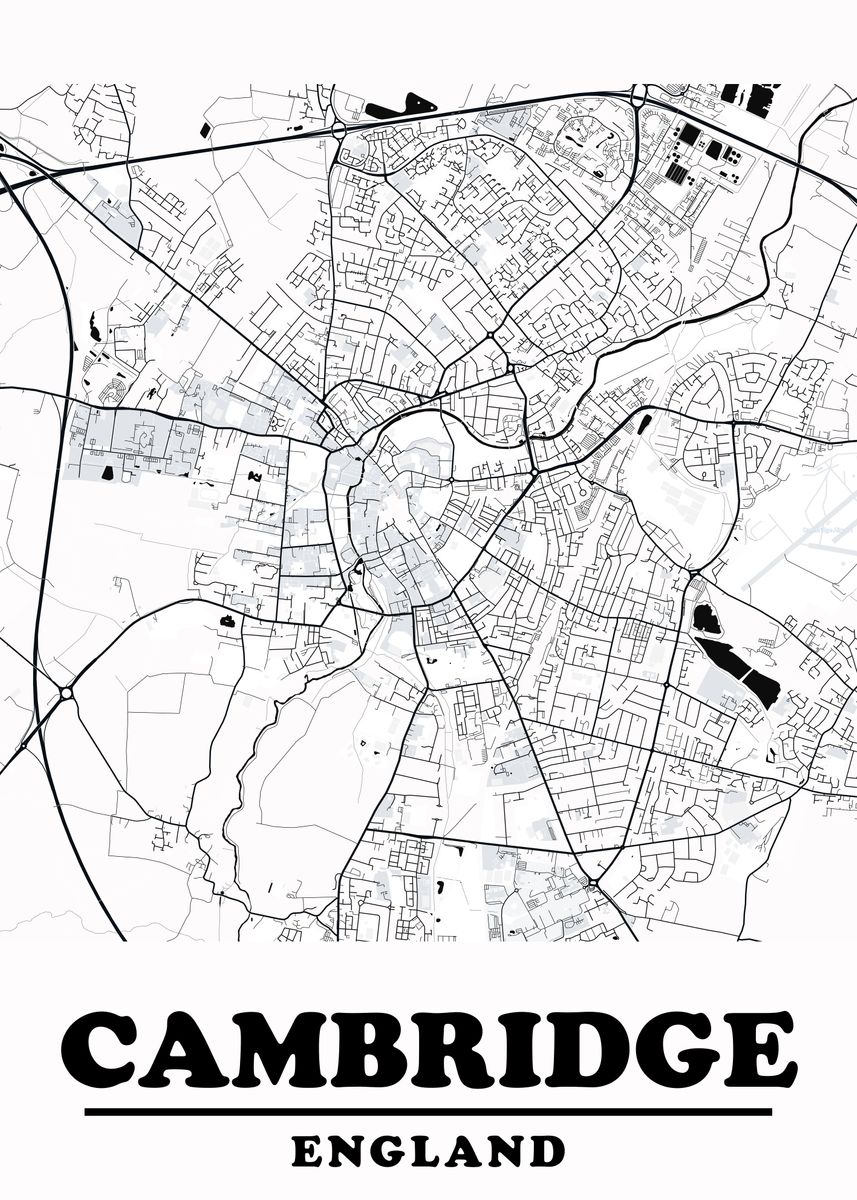 'Minimal Cambridge Map' Poster, picture, metal print, paint by ...