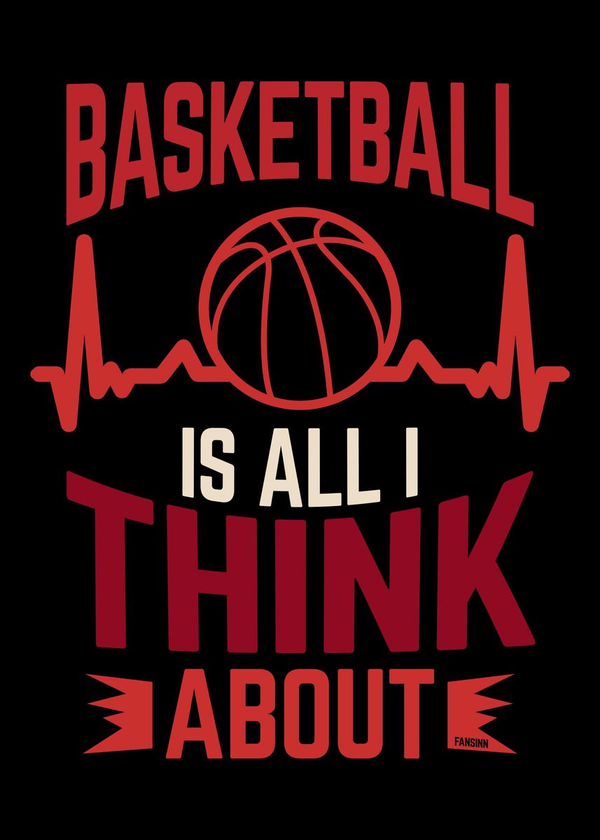 'Basketball cardiogram hear' Poster, picture, metal print, paint by ...