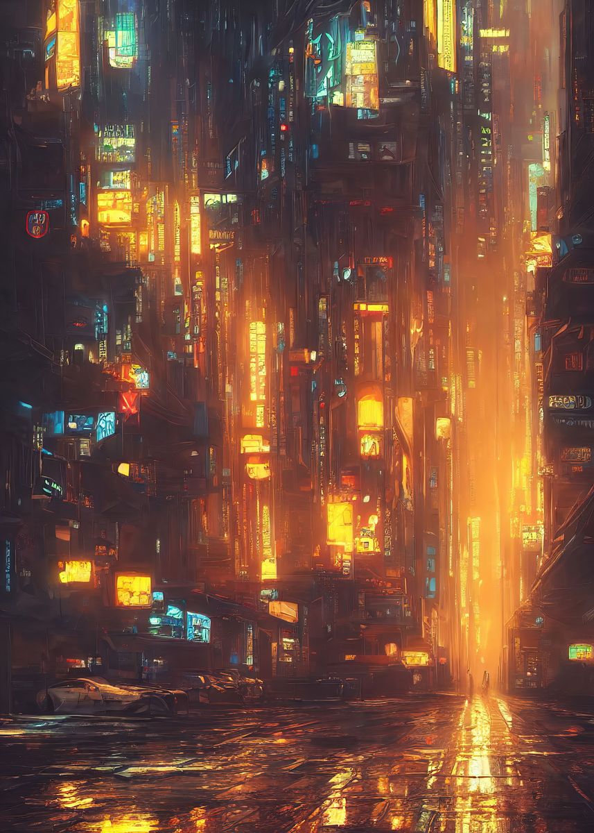 'cyberpunk city ' Poster, picture, metal print, paint by Designersen ...