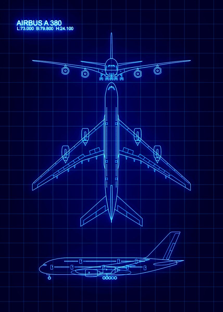 'AIRBUS A 380' Poster, picture, metal print, paint by Black Iris | Displate
