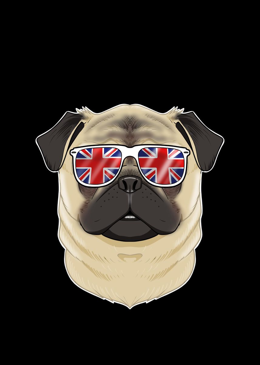 'Pug UK Sunglasses' Poster by MaximusDesigns | Displate