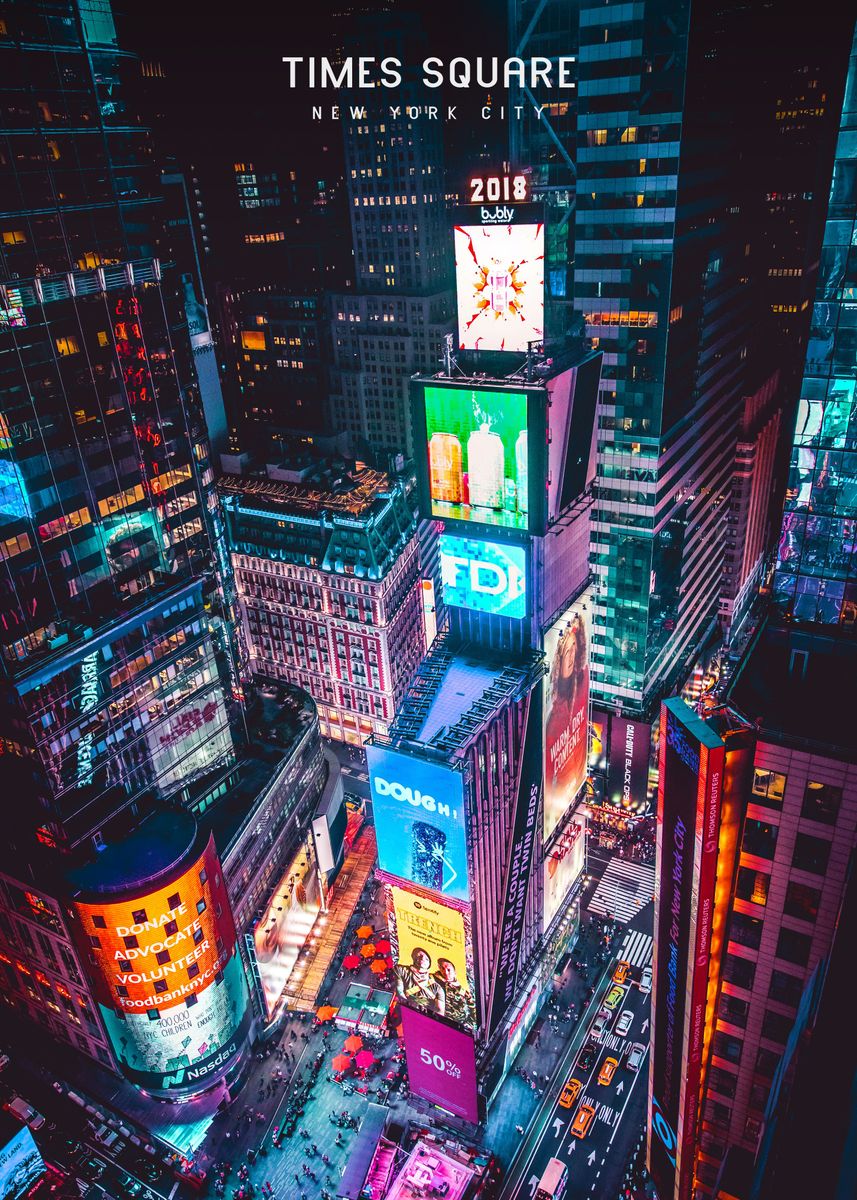'Times Square ' Poster, picture, metal print, paint by Famous City ...