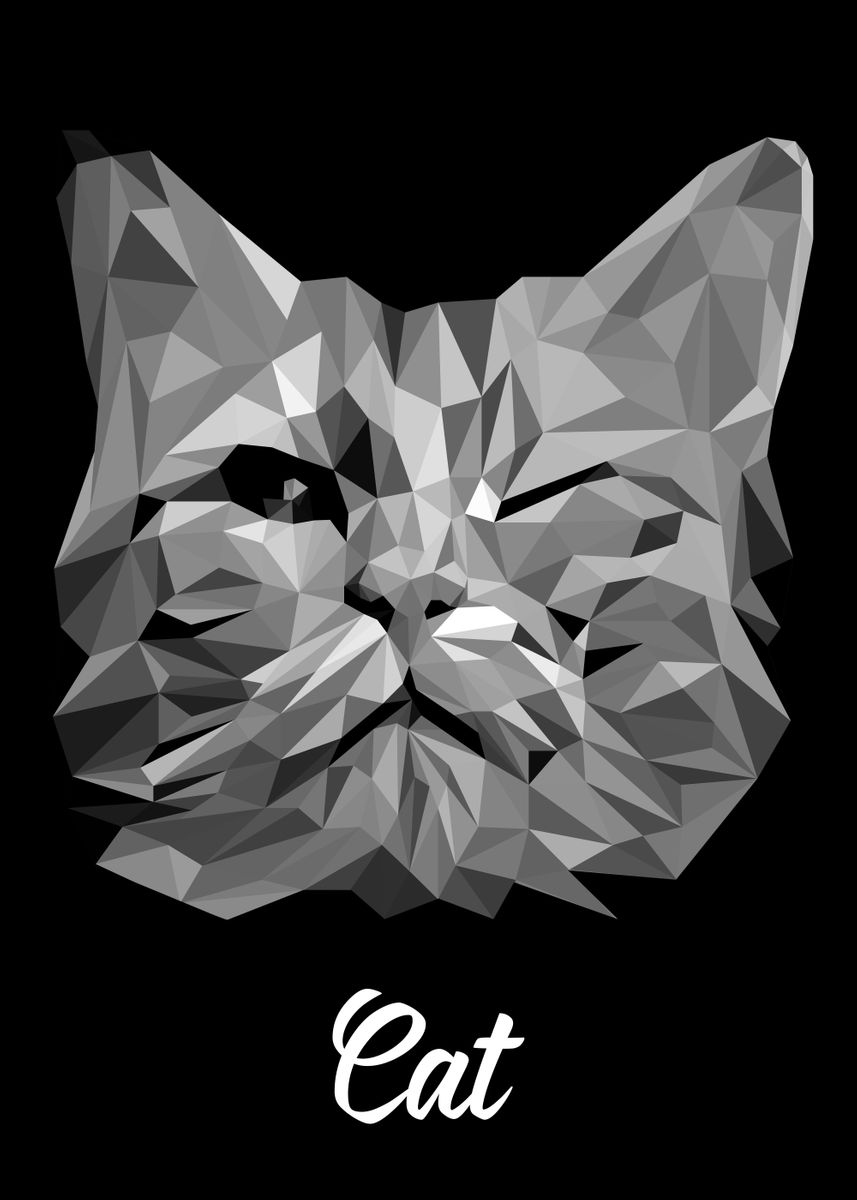 'Cat' Poster, picture, metal print, paint by minh doan | Displate