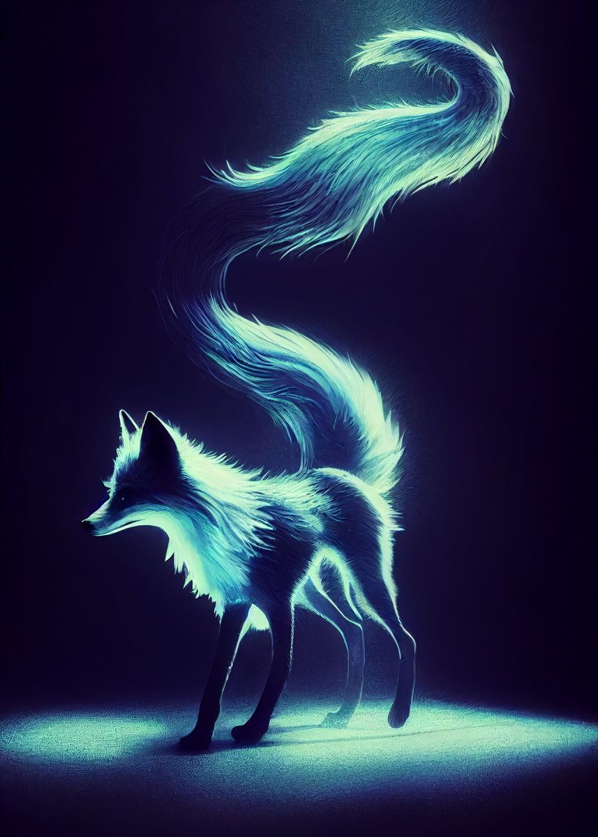 'Spectral Fox II' Poster, picture, metal print, paint by Jerhus | Displate