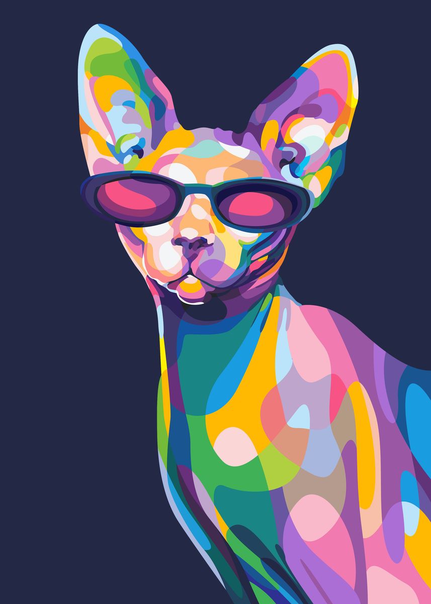 'sphynx cool' Poster, picture, metal print, paint by ISA TERESA | Displate