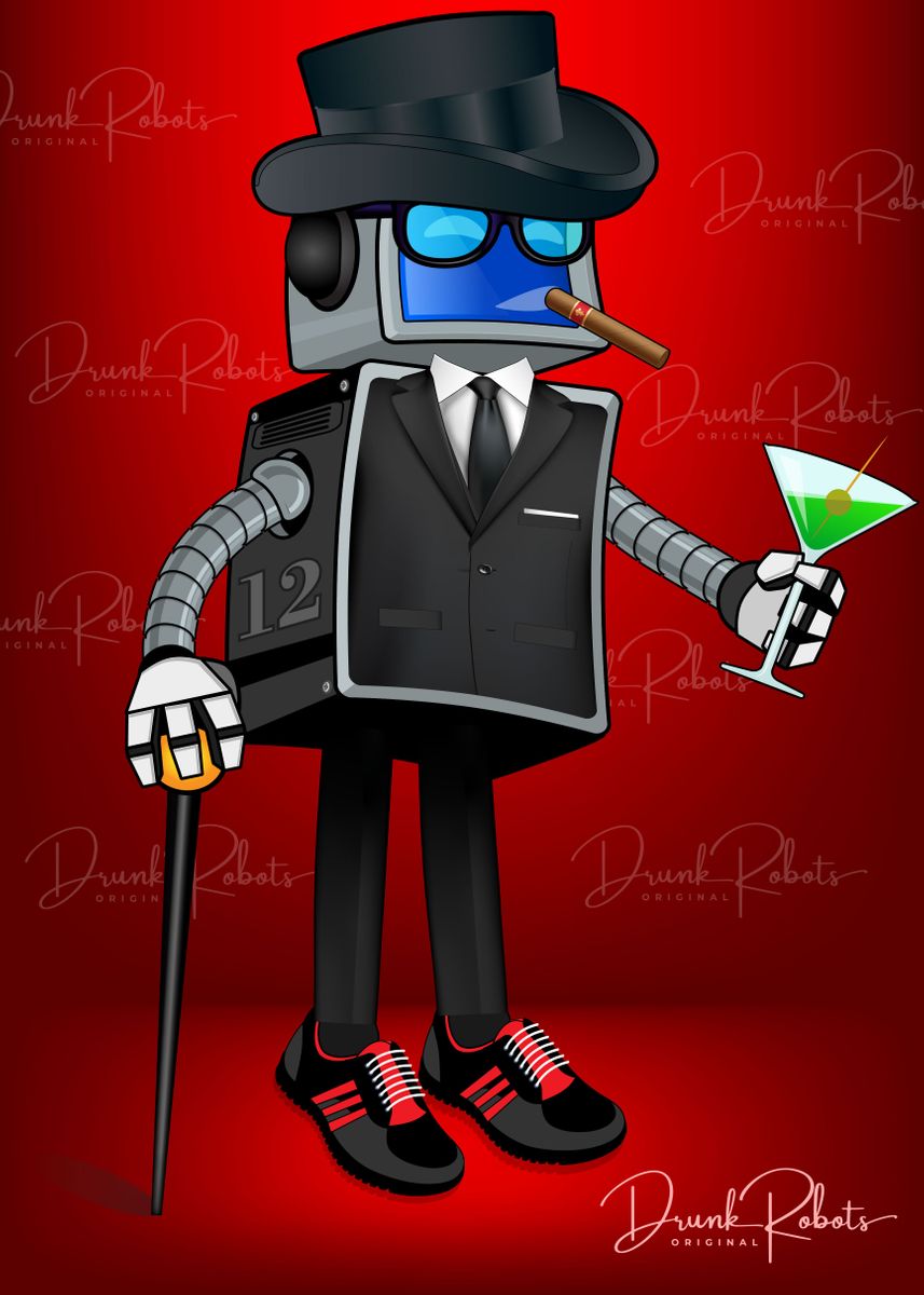 'The Drunk Robots Gentlemen' Poster, picture, metal print, paint by ...