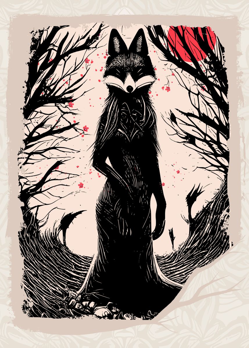 'Weird Fox' Poster, picture, metal print, paint by Ilya Danilov | Displate