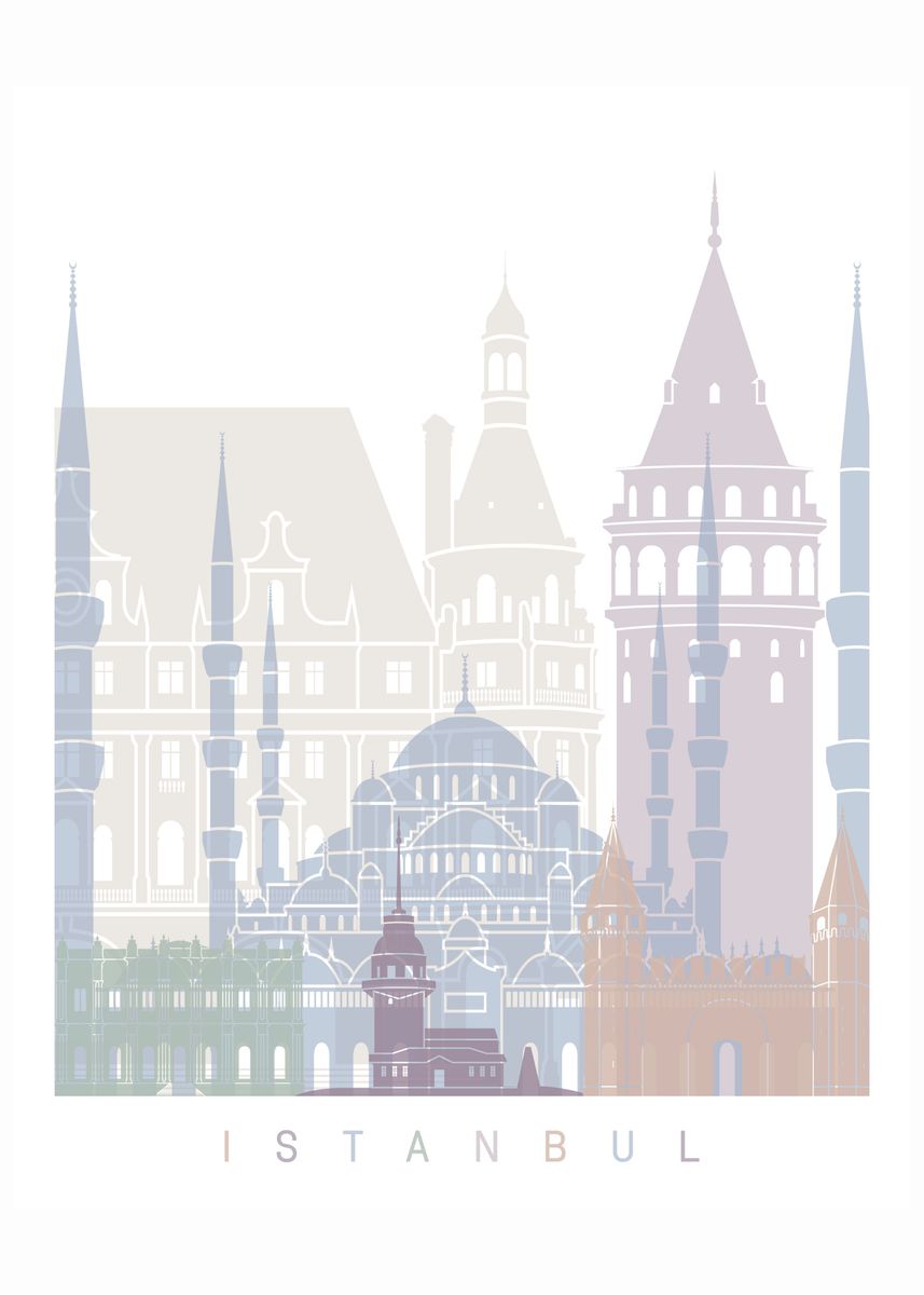 'ISTANBUL SKYLINE POSTER ' Poster, picture, metal print, paint by ...