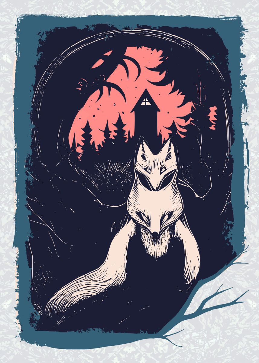 'Weird Fox' Poster, picture, metal print, paint by Ilya Danilov | Displate