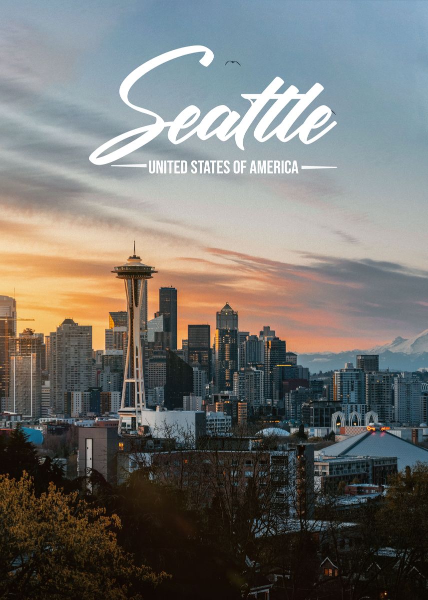 'Seattle' Poster, picture, metal print, paint by Tim Kaiser | Displate