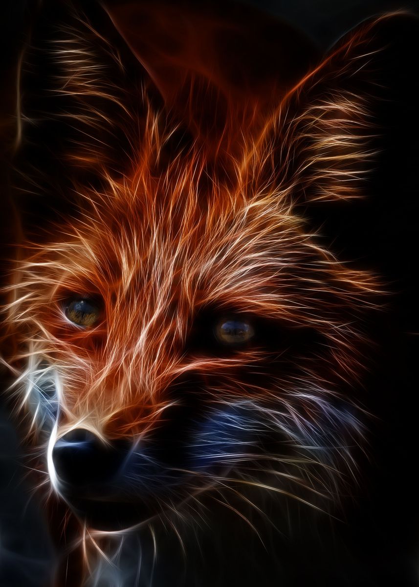 'Fox' Poster, picture, metal print, paint by Hasnaa Art | Displate