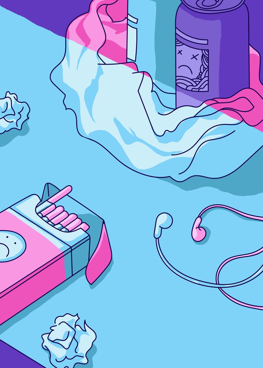 'Synth sad' Poster, picture, metal print, paint by Doublede Design ...