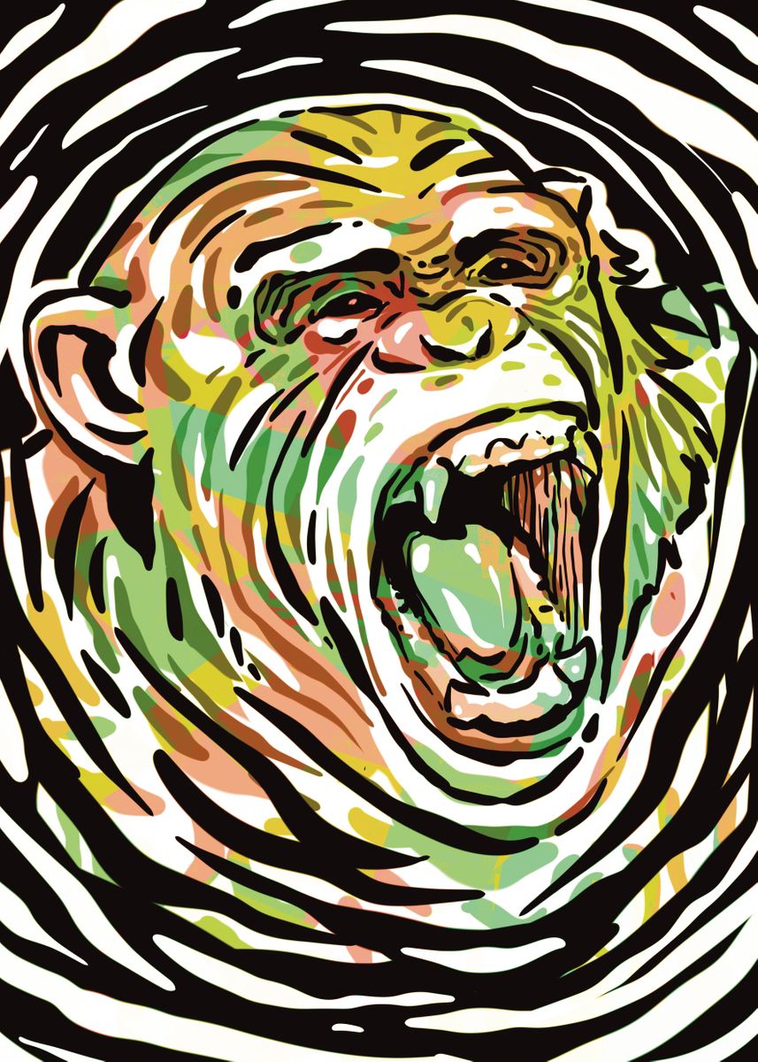 'Angry Monkey Popart' Poster, picture, metal print, paint by Popart ...