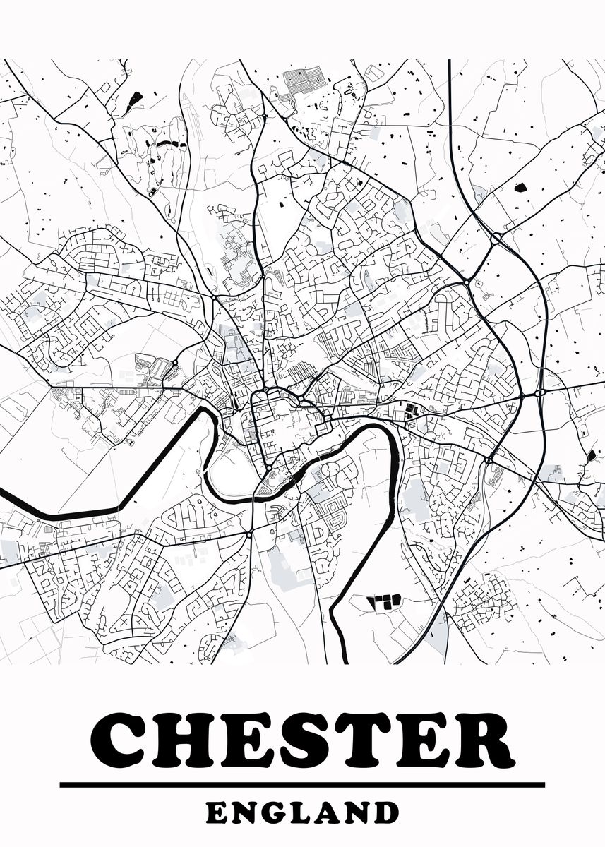 'Minimal Chester Map' Poster by BnWDesigner | Displate
