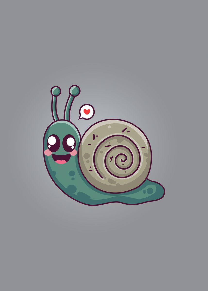 'Cute lovely snail' Poster, picture, metal print, paint by Tobasiano ...