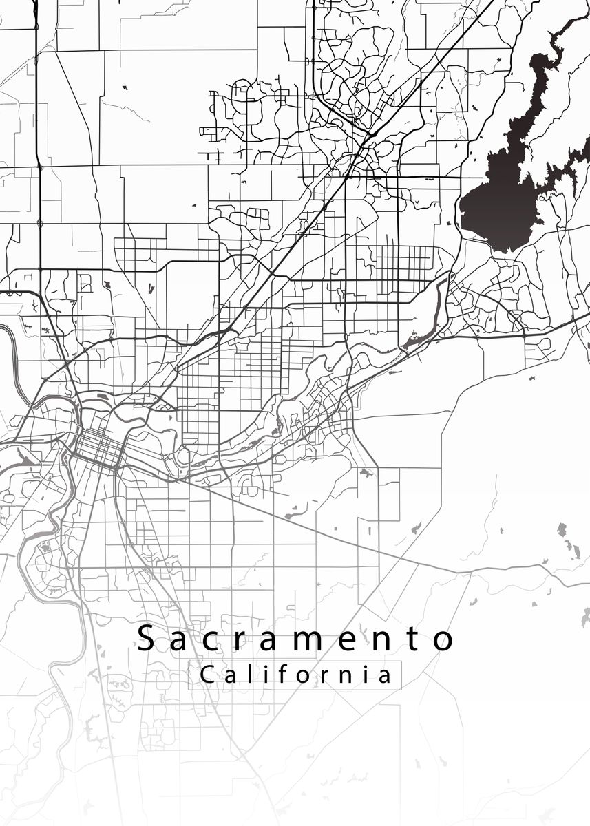 'Sacramento City Map' Poster, picture, metal print, paint by Mapique ...