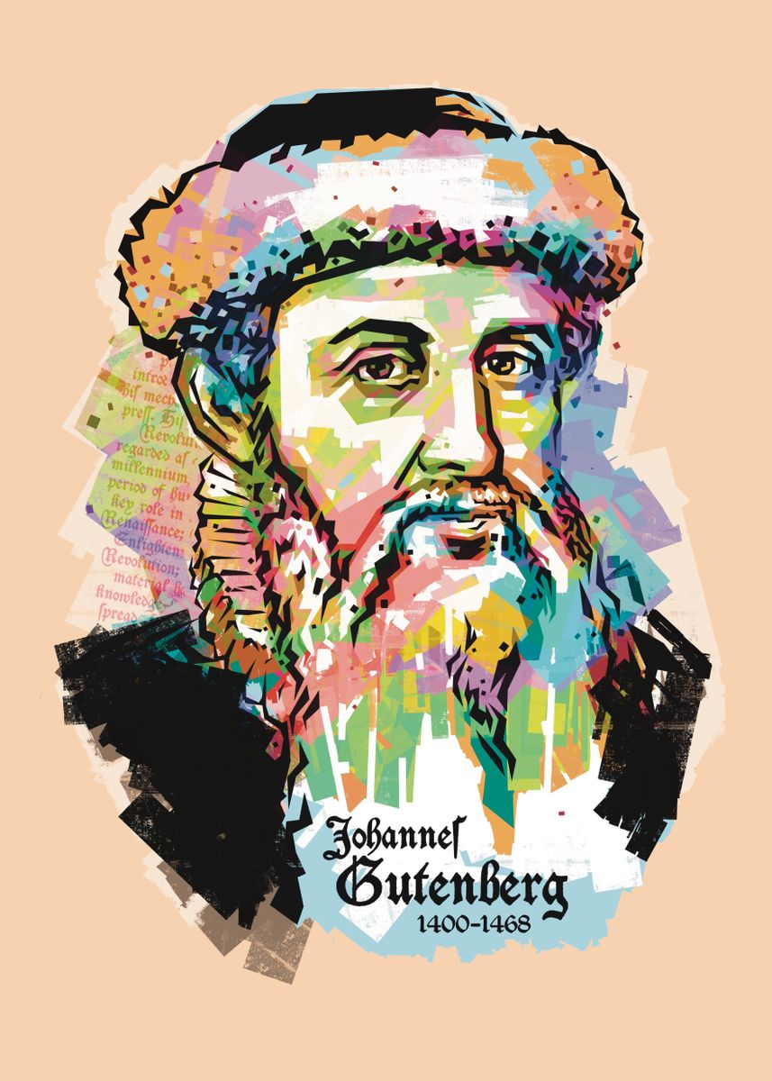 'J Gutenberg' Poster, picture, metal print, paint by Popart PosterS ...