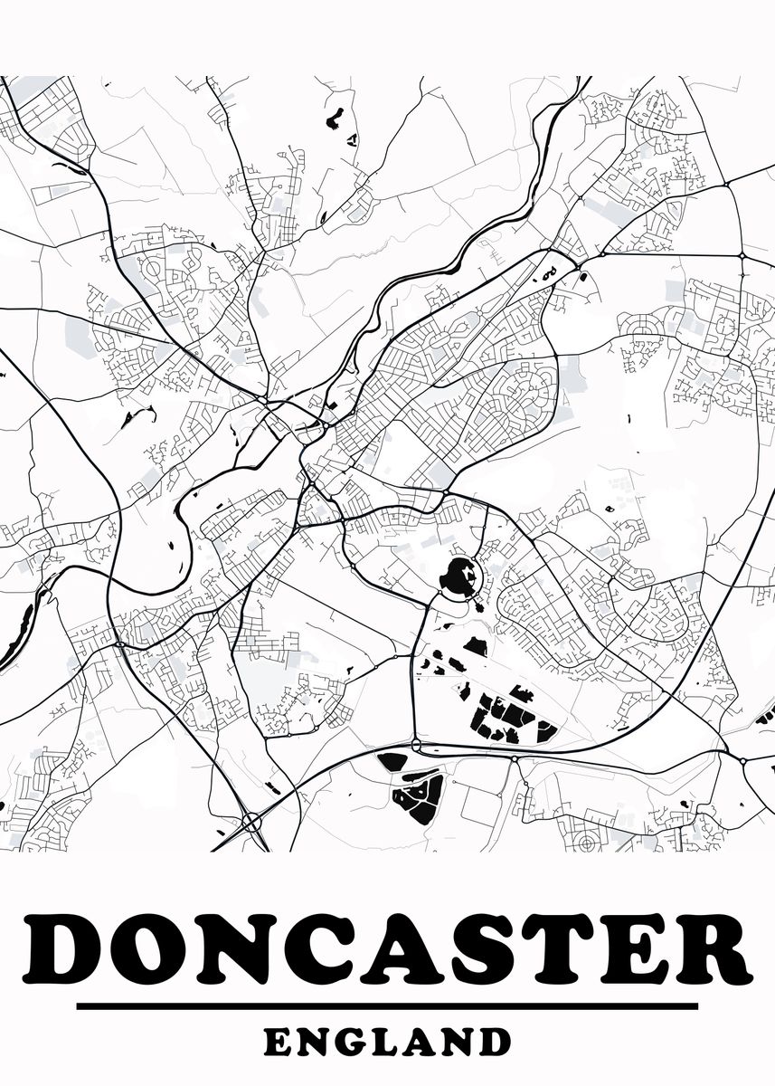 'Minimal Doncaster Map' Poster, picture, metal print, paint by ...