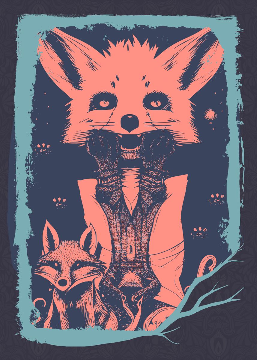 'Weird Fox' Poster, picture, metal print, paint by Ilya Danilov | Displate