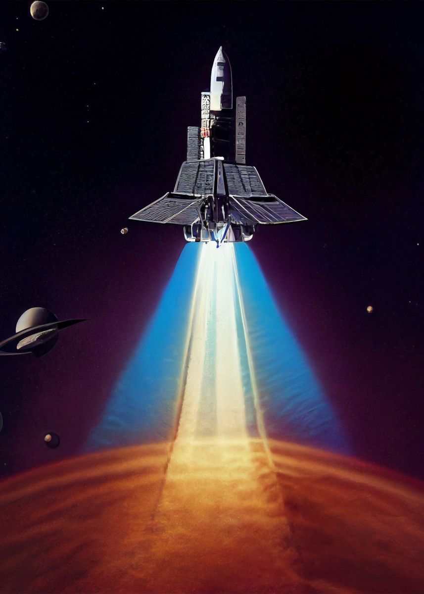 'Spaceship spacecraft ' Poster, picture, metal print, paint by Tina ...