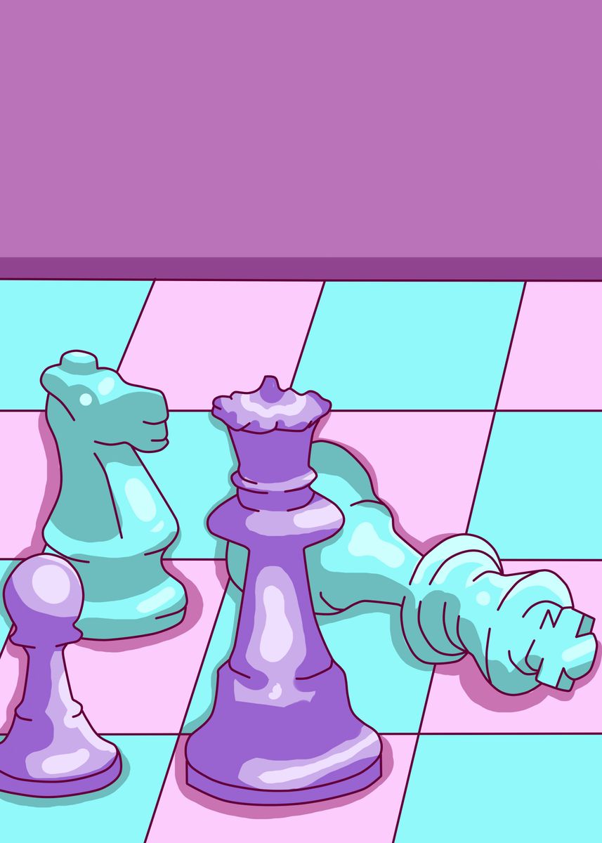 'chess puzzle vaporwave' Poster, picture, metal print, paint by ...