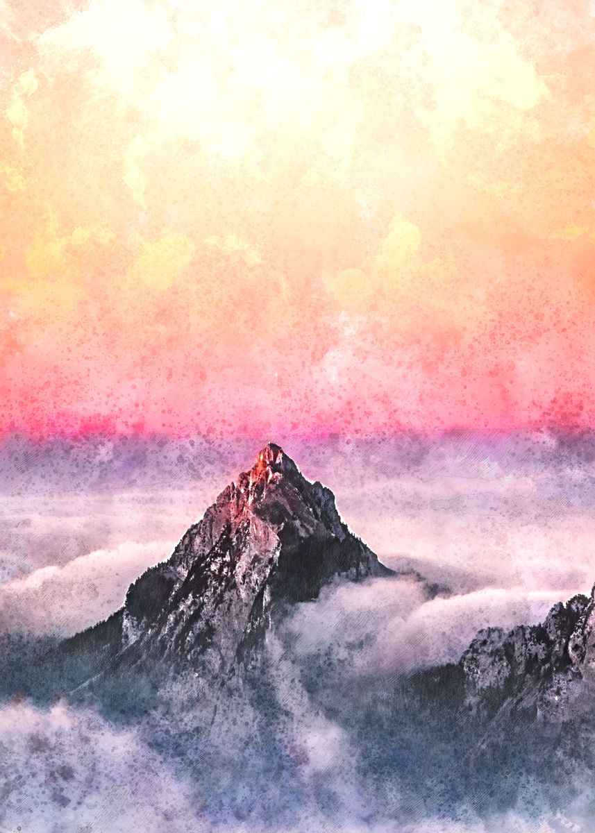 'Watercolor Mountain' Poster, picture, metal print, paint by Cris de ...
