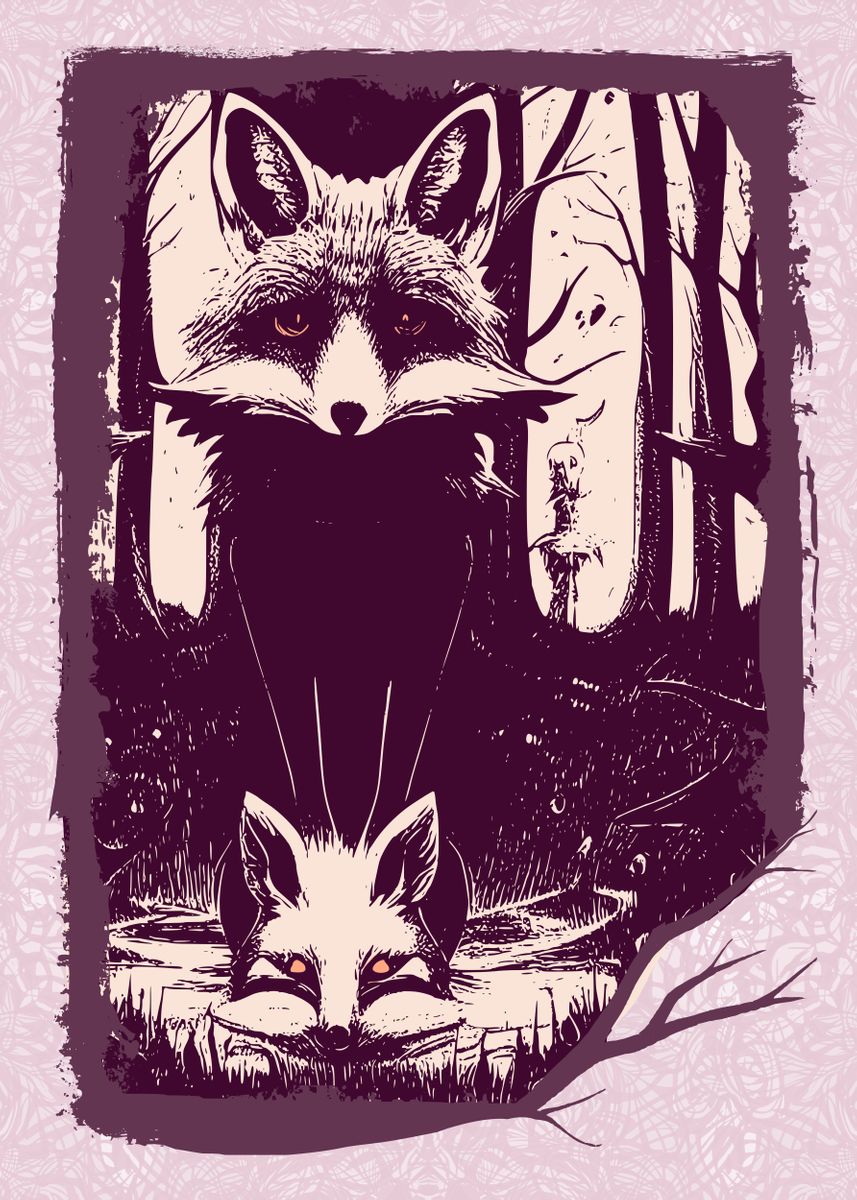 'Weird Fox' Poster, picture, metal print, paint by Ilya Danilov | Displate