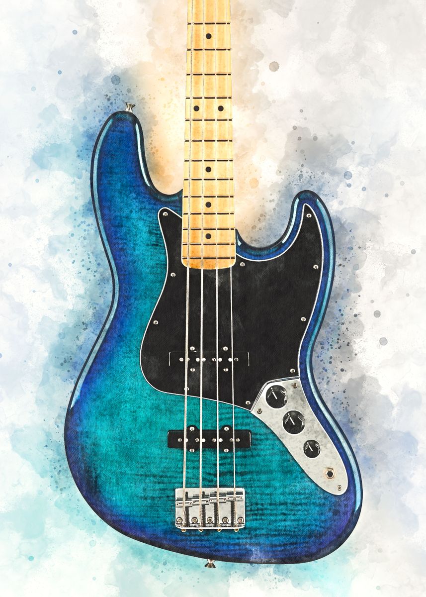 'Watercolor Fender Bass' Poster, picture, metal print, paint by Cris de ...