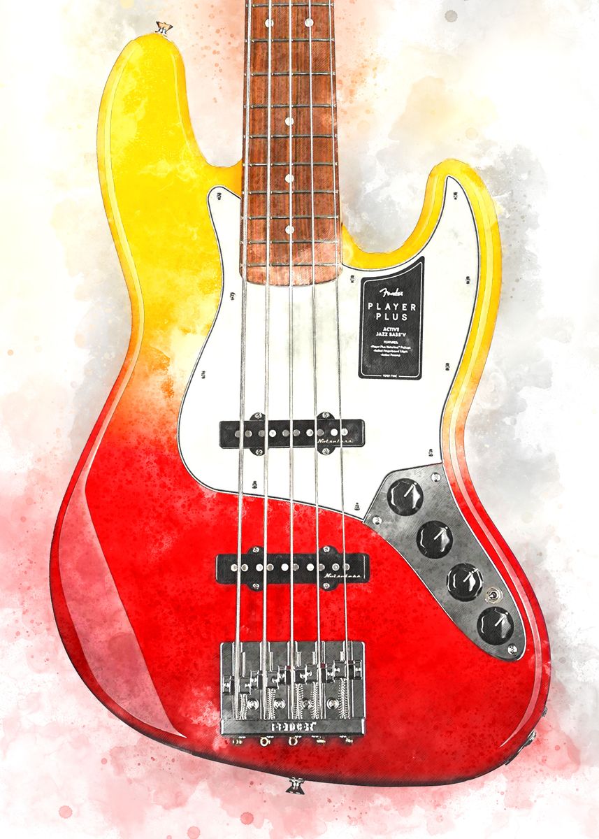 'Watercolor Jazz Bass' Poster, picture, metal print, paint by Cris de ...