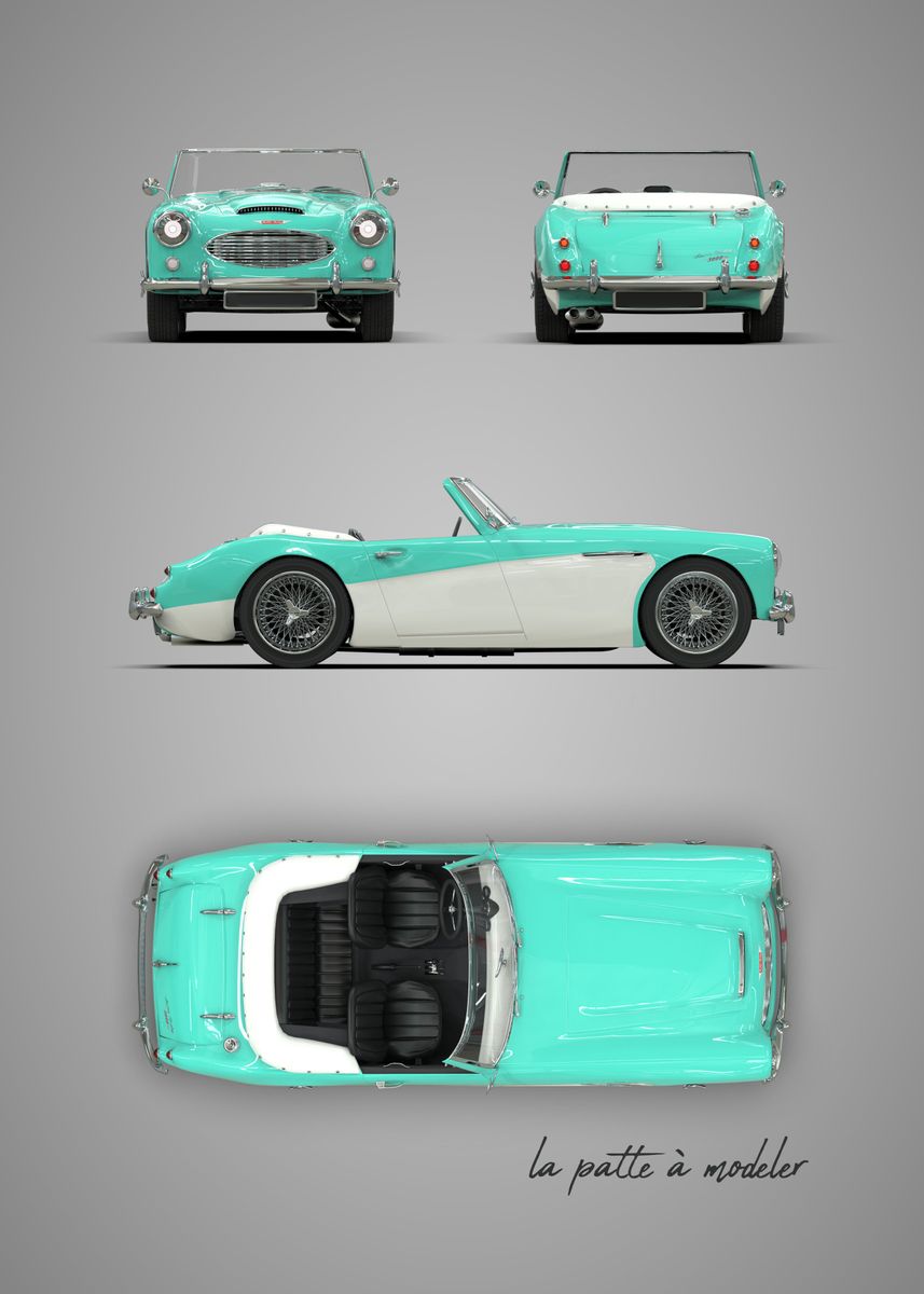 'Austin Healey' Poster, picture, metal print, paint by LAPATTEAMODELER ...