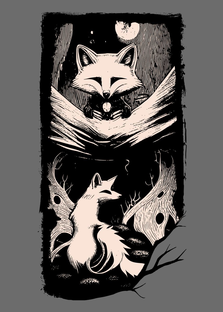 'Weird Fox' Poster, picture, metal print, paint by Ilya Danilov | Displate