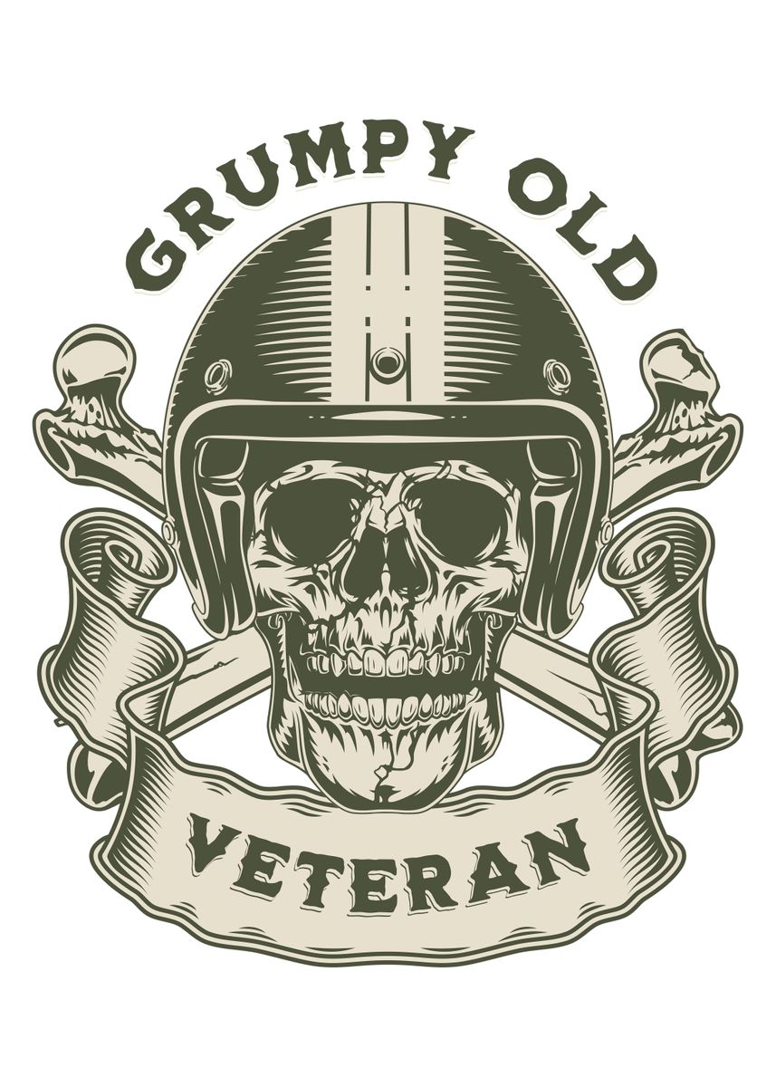 'Grumpy Old Veteran WHITE' Poster, picture, metal print, paint by ...