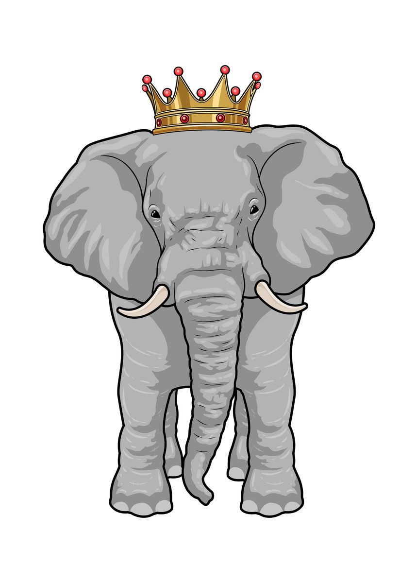 'Elephant King Crown' Poster, picture, metal print, paint by Markus ...