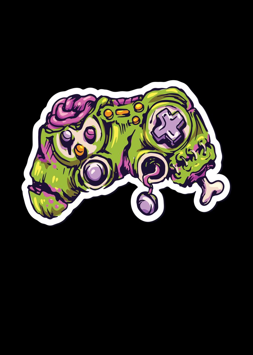 'Zombie Joystick Controller' Poster, picture, metal print, paint by ...