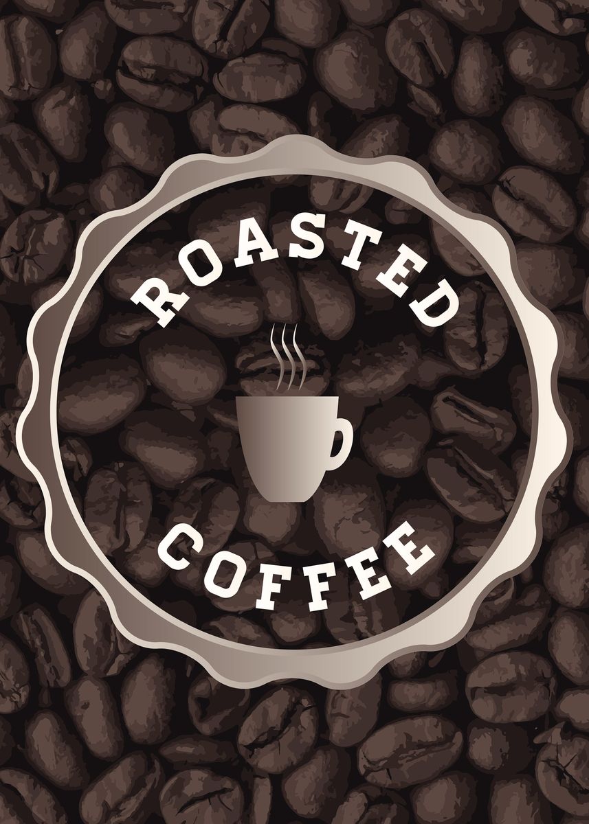 'Coffee Beans and Sign' Poster, picture, metal print, paint by ...