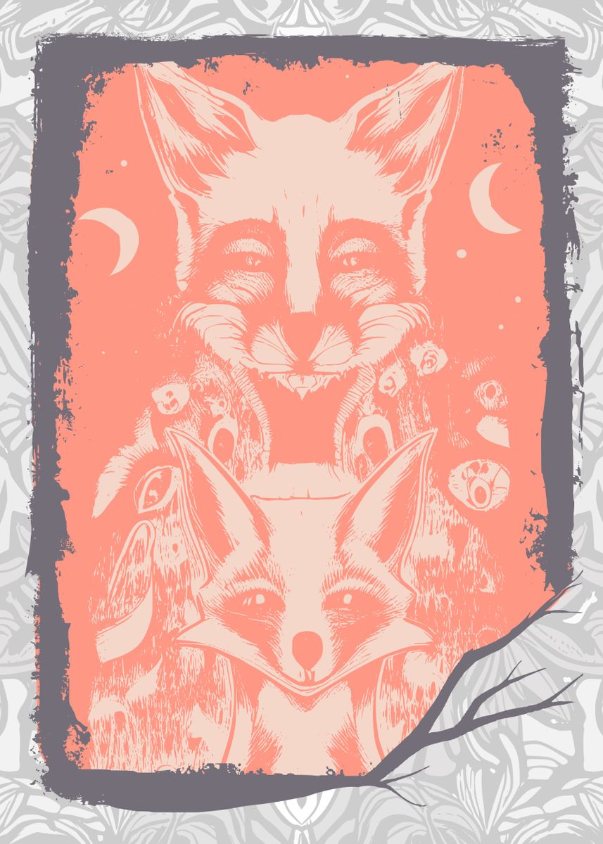 'Weird Fox' Poster, picture, metal print, paint by Ilya Danilov | Displate