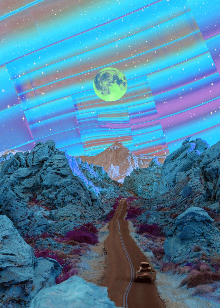 'Blue Road' Poster, picture, metal print, paint by Cajuca | Displate